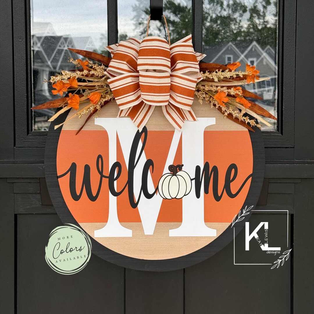 Fall Front Door Decor | Last Name/initial | Fall Wreath | Fall Door ...