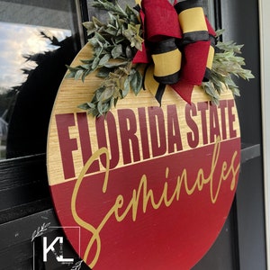 Florida State Front Door Decor | Noles Sign | FSU Wreath | Football ...