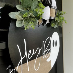 Halloween Front Door Decor Halloween Wreath Hey Boo - Etsy