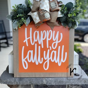 Fall Front Door Decor | Happy Fall Y'all | Fall Front Door Sign | Fall ...