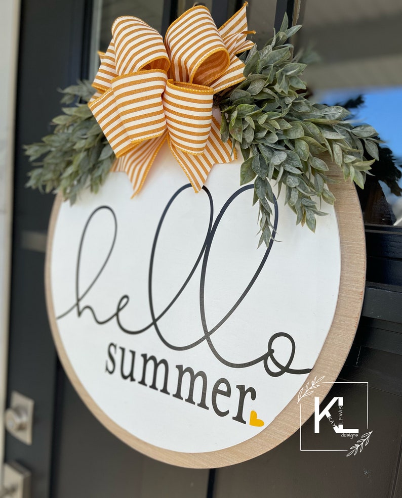 Hello Summer Door Hanger Front Door Decor Summer Door Sign - Etsy