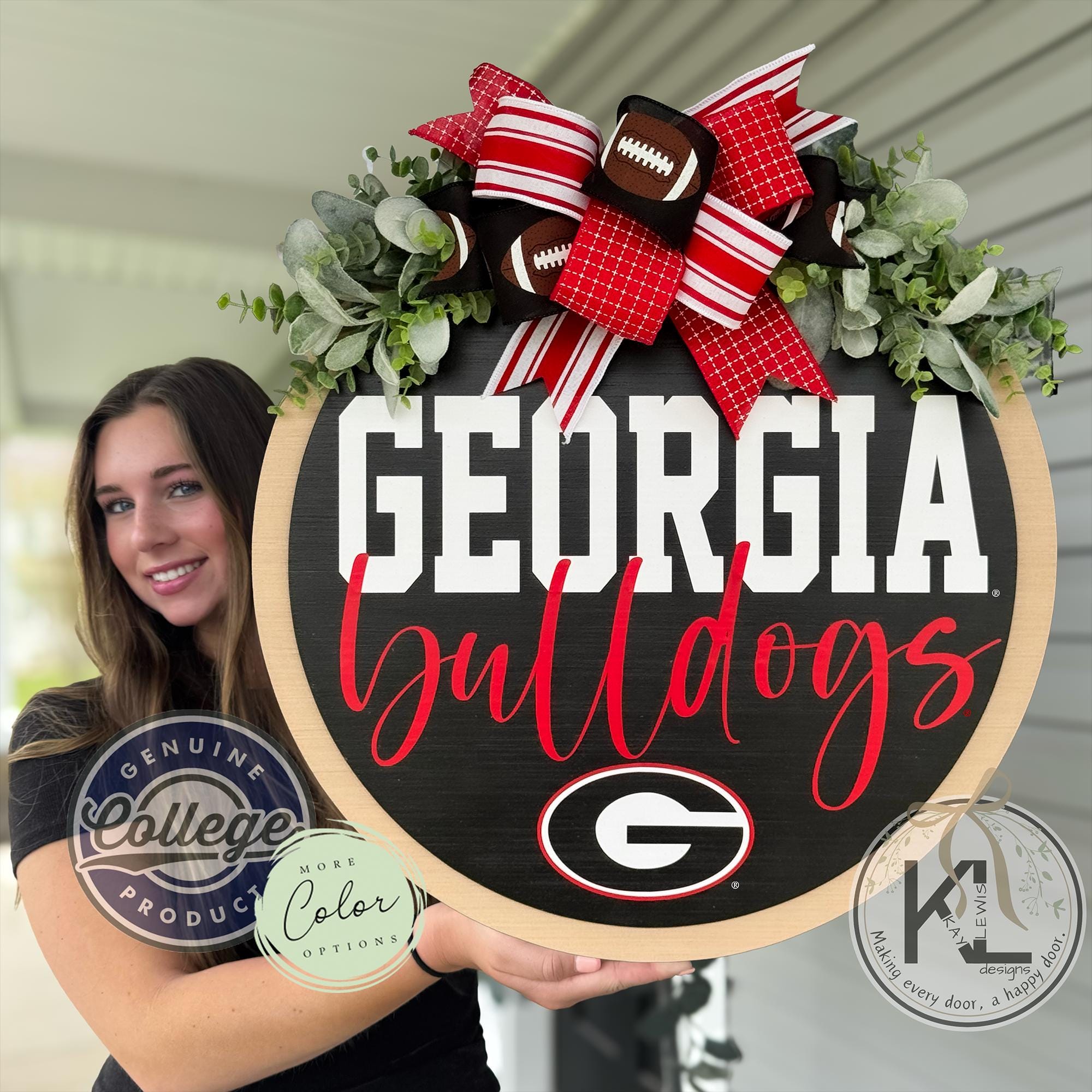 Georgia Door Wreath | Front Door Decor | UGA Door Hanger | Front Door ...