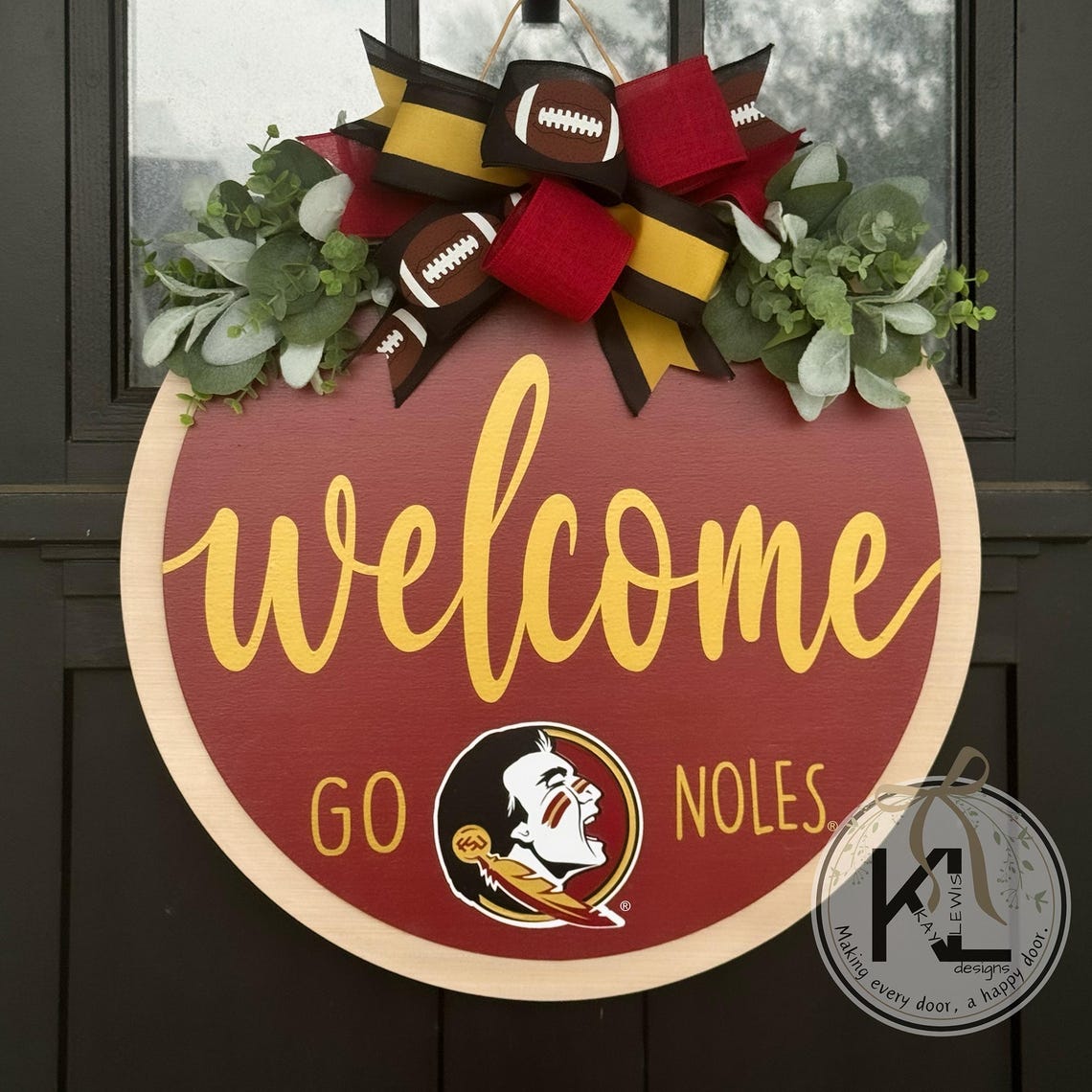 Florida State Front Door Decor | Noles Sign | FSU Wreath | Football ...