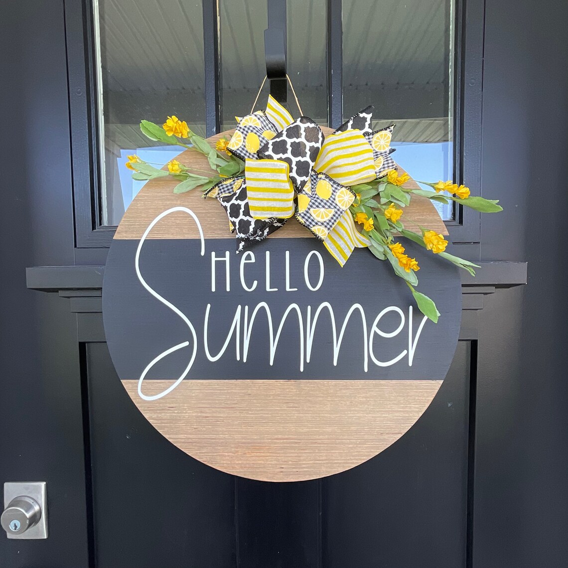 Hello Summer Door Hanger Lemon Front Door Decor Lemon Door - Etsy