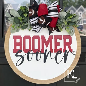 Oklahoma Sooners Front Door Decor | Boomer Sooner Sign | OU Wreath | OU ...