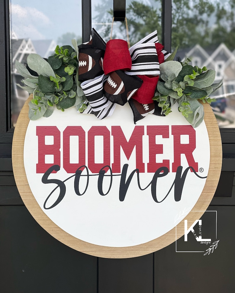 Oklahoma Sooners Front Door Decor | Boomer Sooner Sign | OU Wreath | OU ...