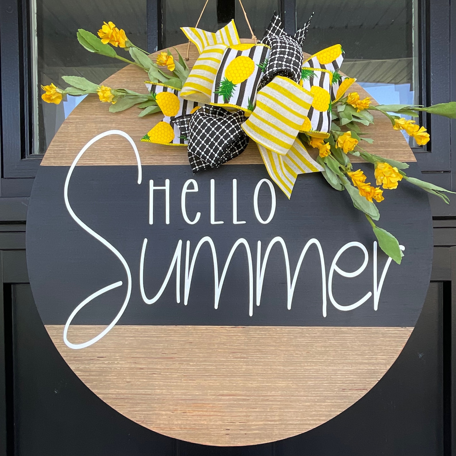 Hello Summer Door Hanger | Lemon Front Door Decor | Lemon Door Sign ...