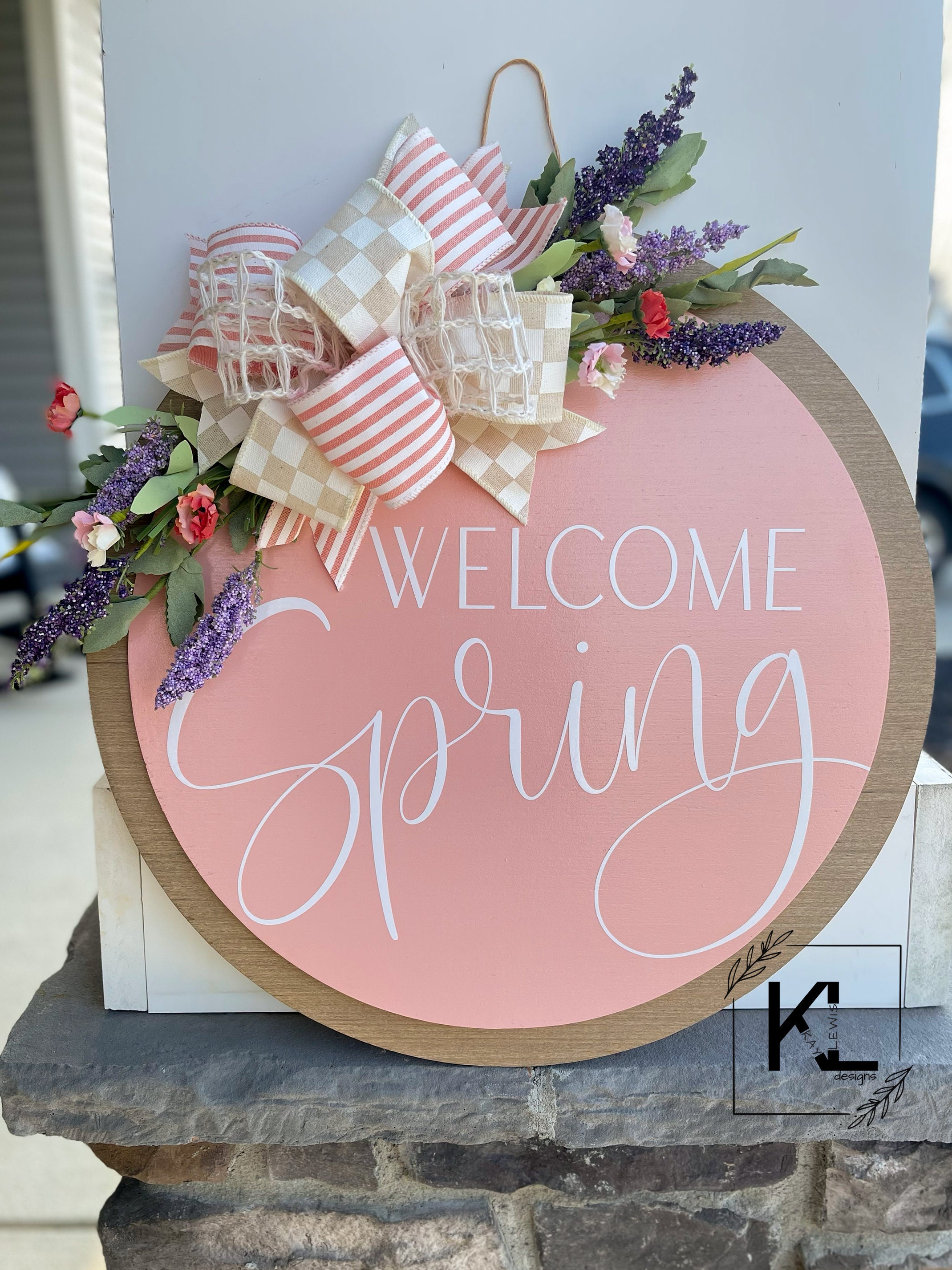 Welcome Spring Door Hanger | Front Door Decor | Spring Door Sign ...