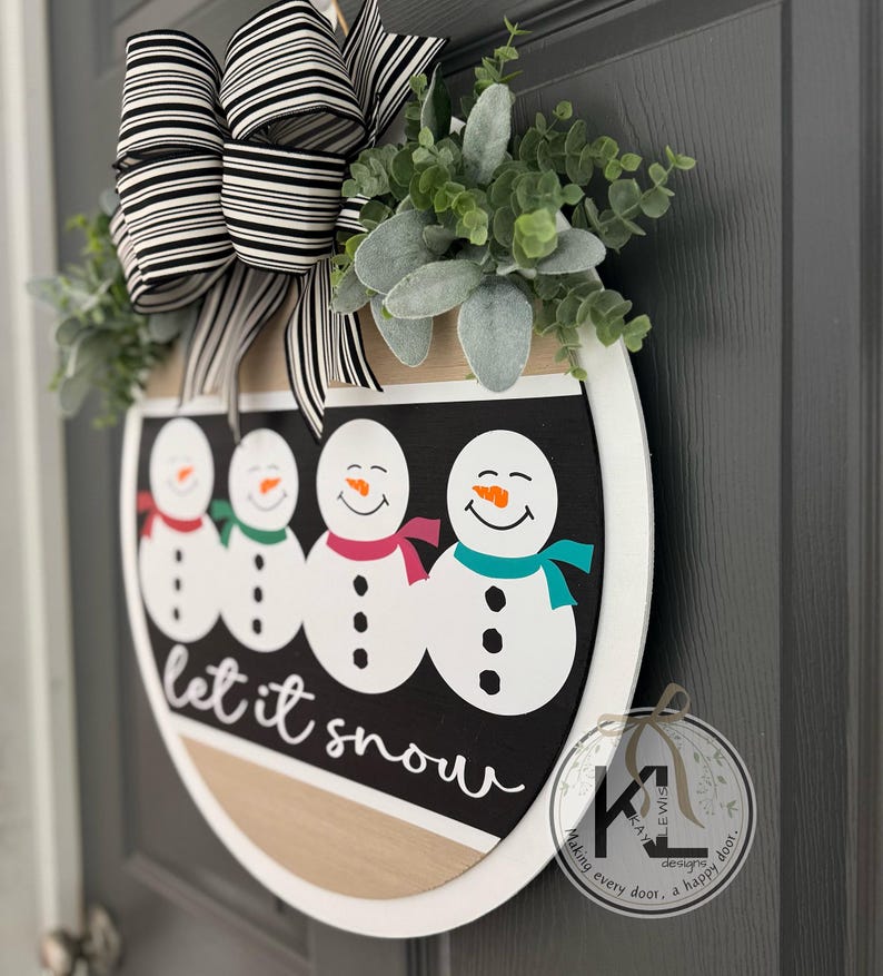 Winter Front Door Decor | Let It Snow | Snowflake Front Door Wreath ...