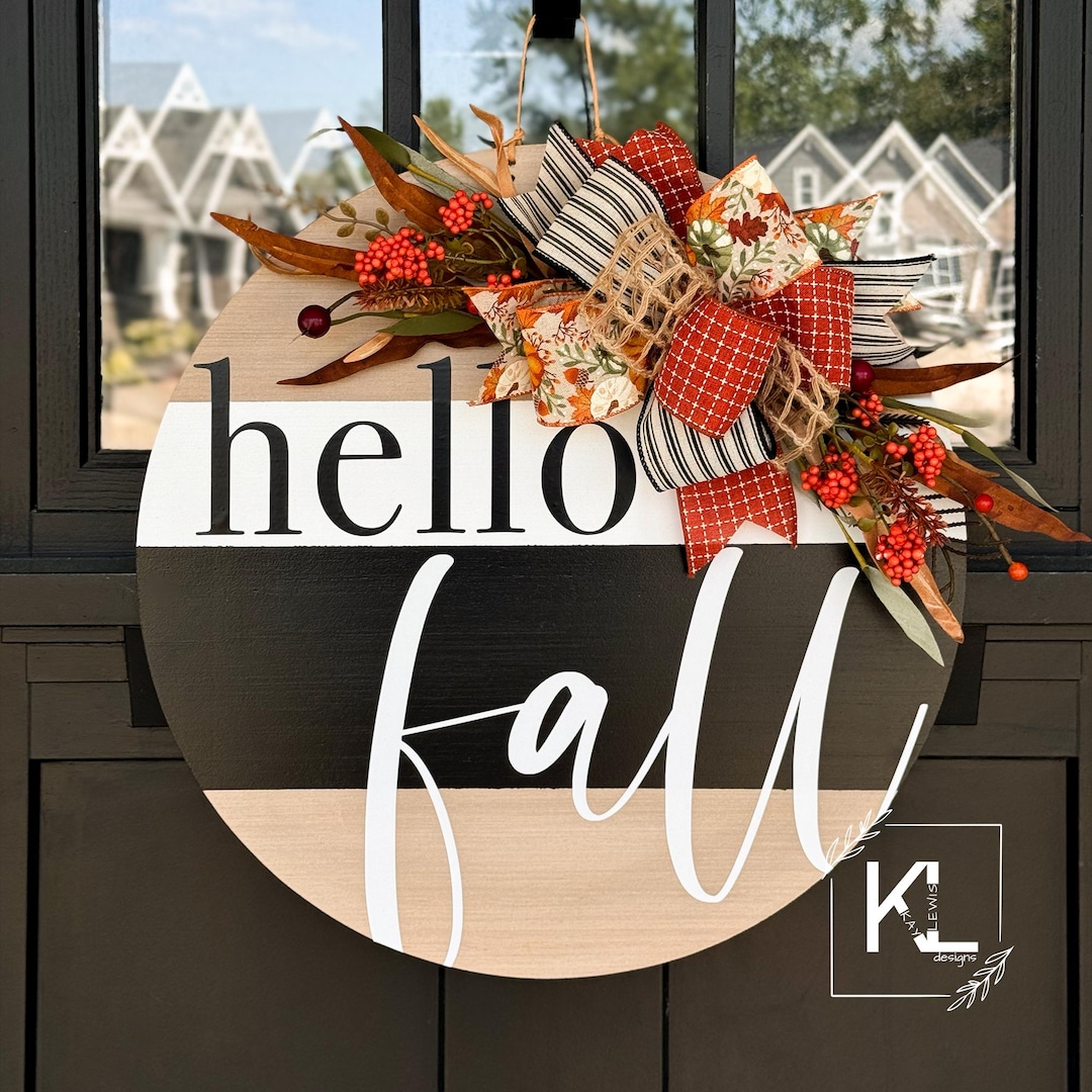 Hello Fall Door Hanger | Fall Decor | Front Door Decor | Fall Porch ...