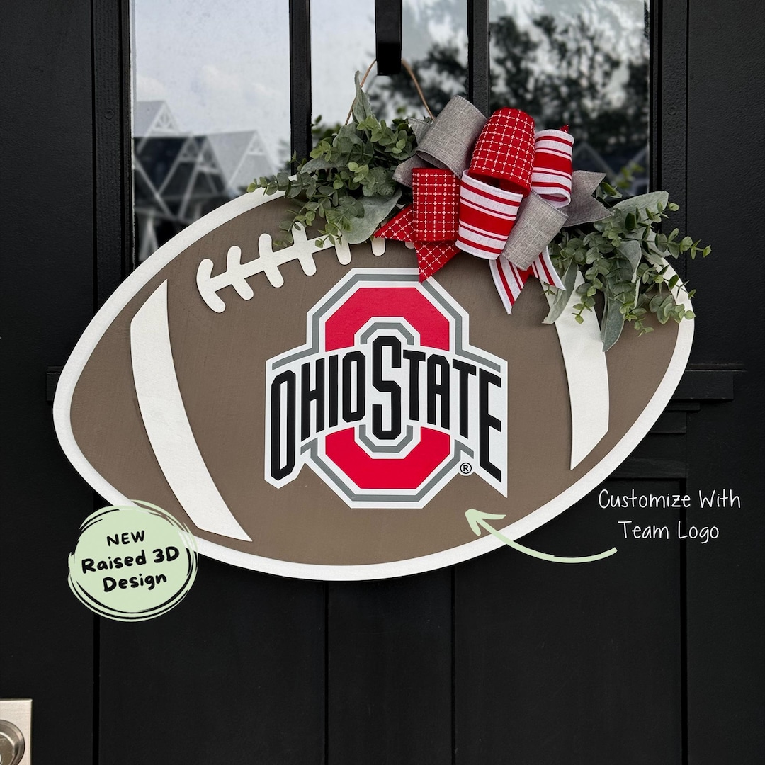 OSU Football Door Hanger | Front Door Decor | Football Wreath | Custom ...