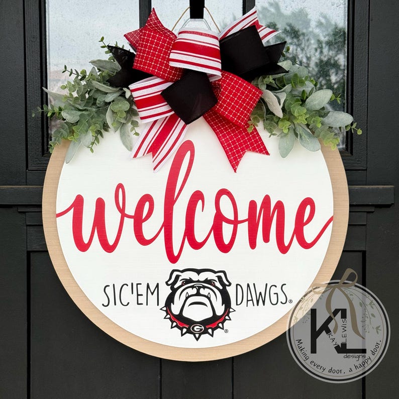 Georgia Door Wreath | Front Door Decor | UGA Door Hanger | Front Door ...