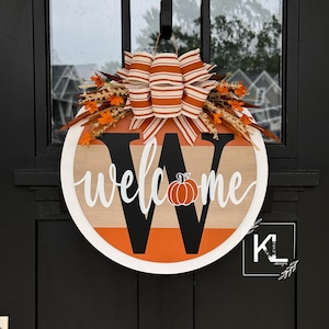 Fall Front Door Decor | Last Name/initial | Fall Wreath | Fall Door ...