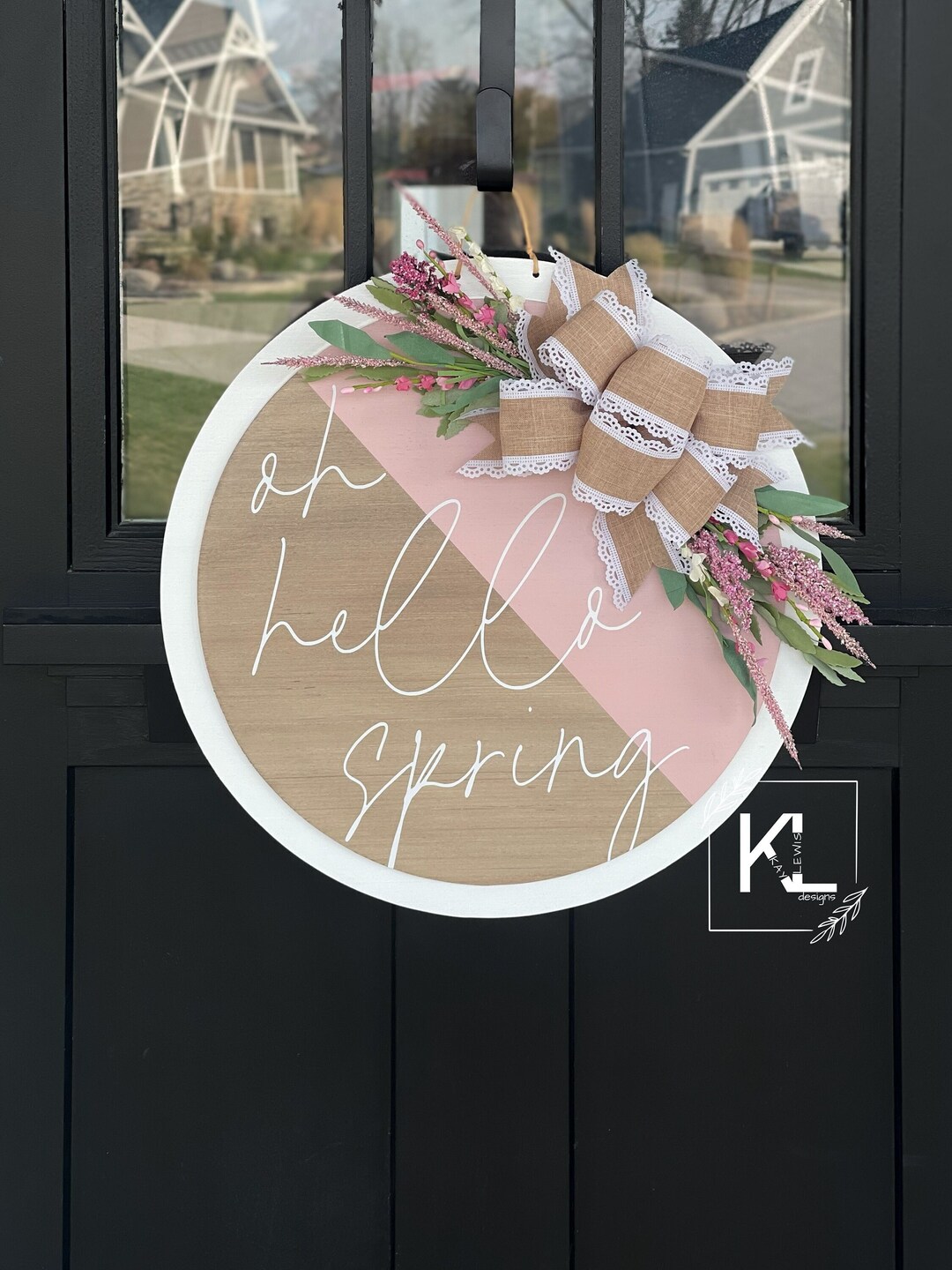 Hello Spring Door Hanger Front Door Decor Spring Door Sign Spring Decor ...