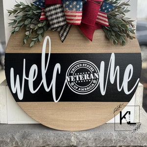 Veteran Door Hanger | Military Wreath | Army Sign | Patriotic Decor ...