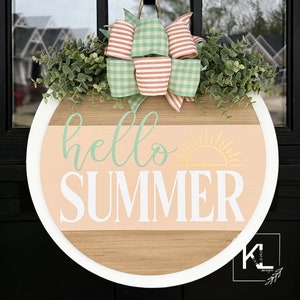 Hello Summer Door Hanger | Front Door Decor | Summer Door Sign | Summer ...