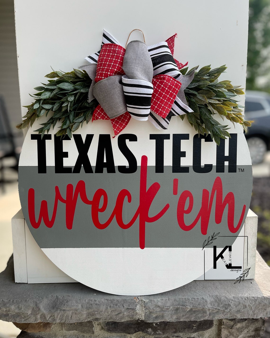 Texas Tech Front Door Decor | Wreck 'em Sign | Texas Raiders Wreath ...