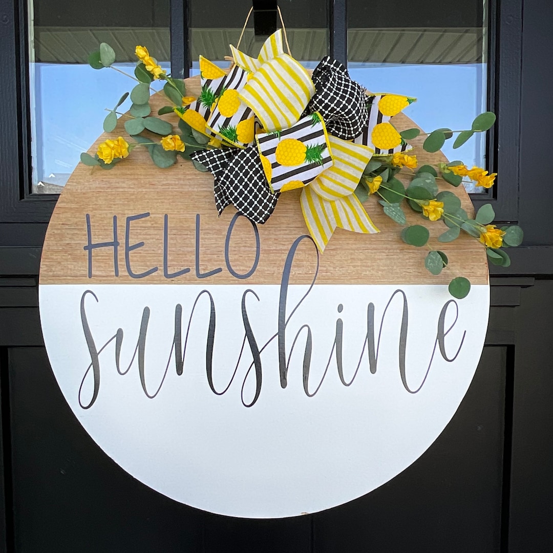 Hello Sunshine Door Hanger | Pineapple Front Door Decor | Pineapple ...