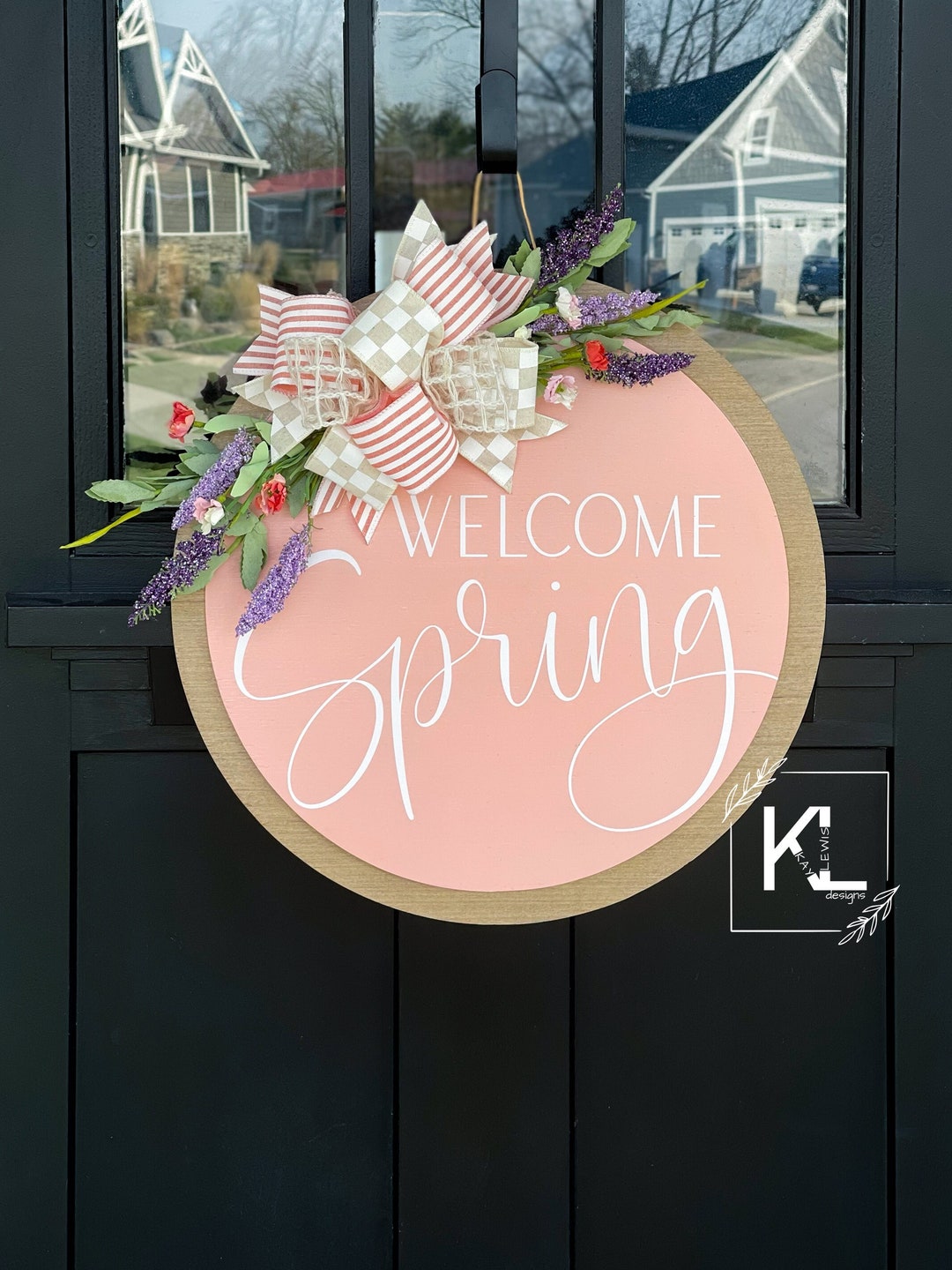 Welcome Spring Door Hanger | Front Door Decor | Spring Door Sign ...