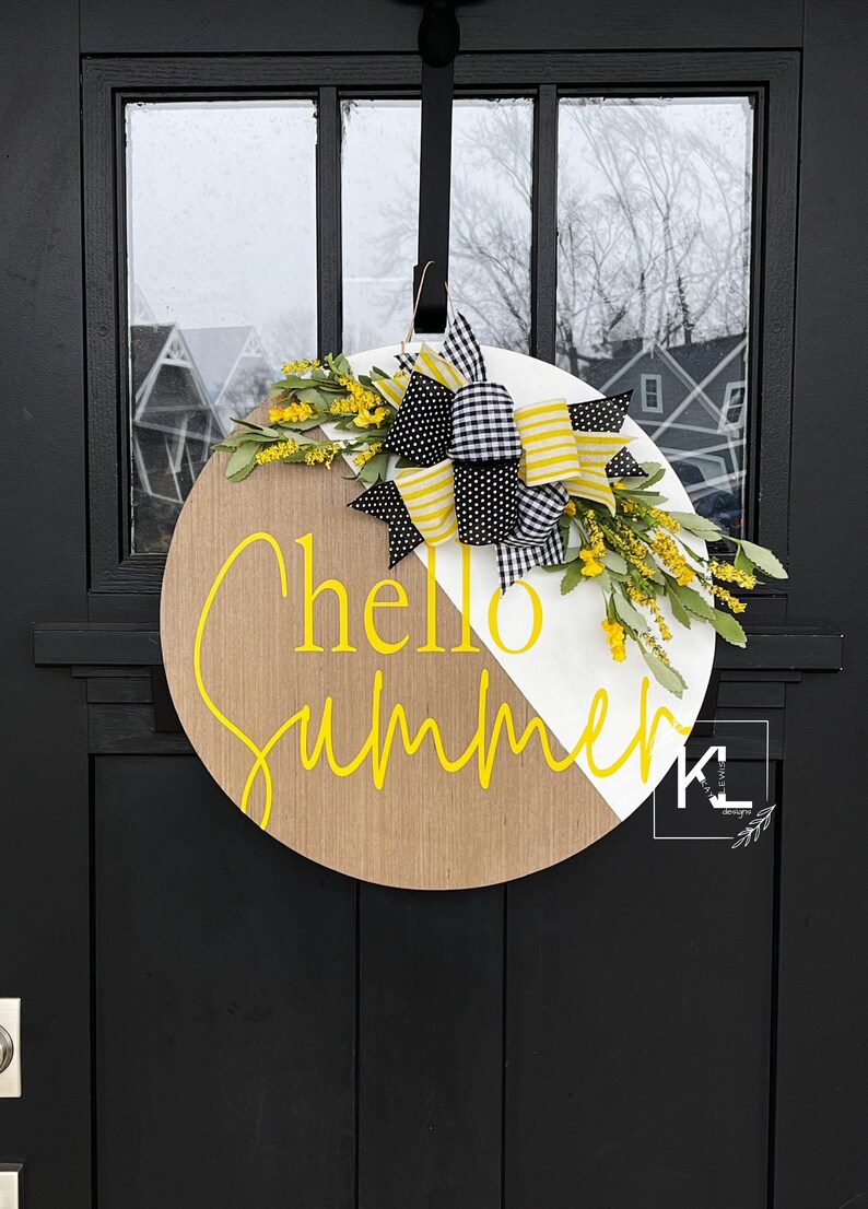 Hello Summer Door Hanger Front Door Decor Summer Door Sign - Etsy