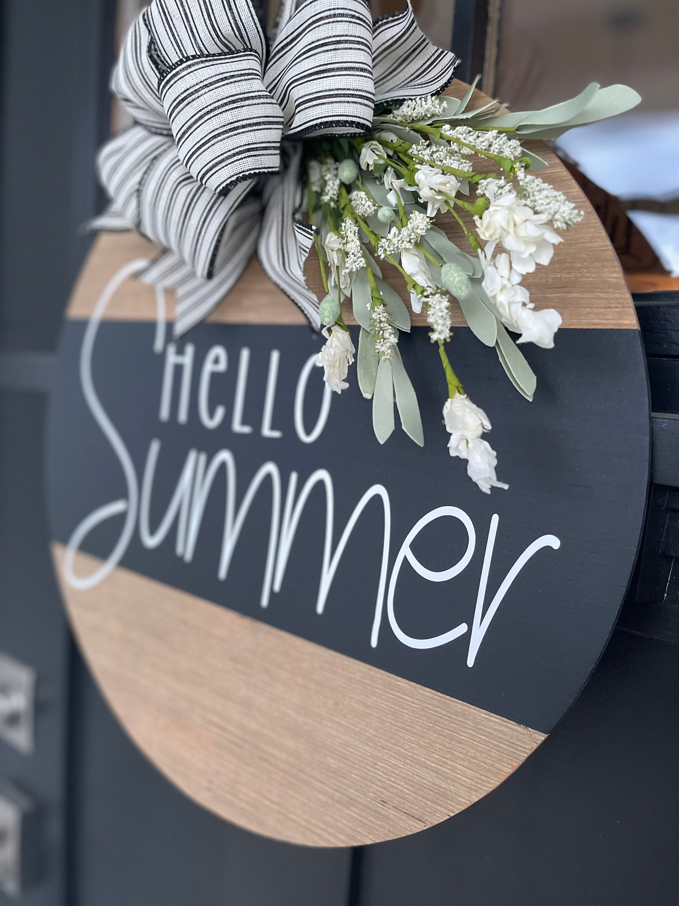 Hello Summer Door Hanger Hello Summer Door Sign Hello - Etsy