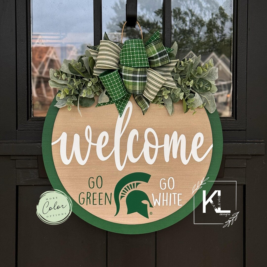 Michigan State Door Hanger | Front Door Decor | Michigan Spartans Door ...