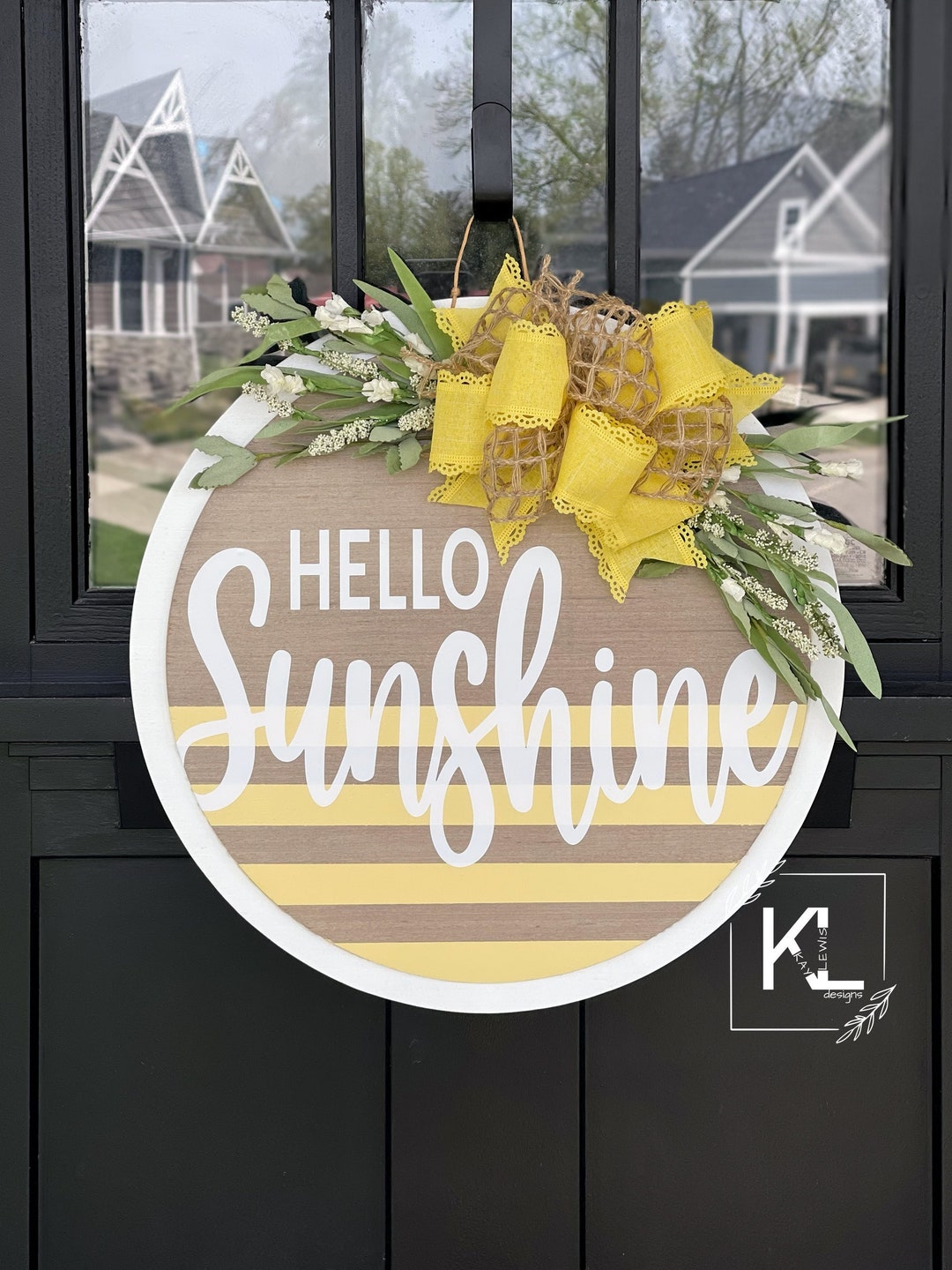 Hello Sunshine Door Hanger | Front Door Decor | Summer Door Sign ...