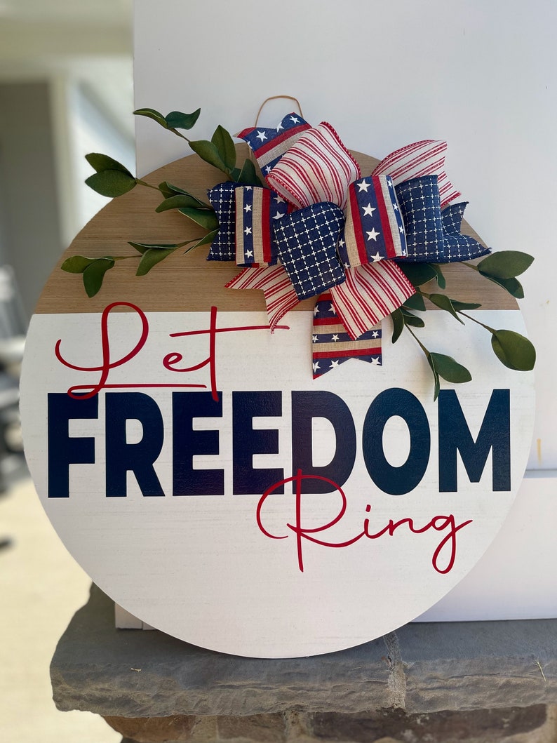 Patriotic Door Hanger | Freedom Door Sign | America Porch Sign | Front ...
