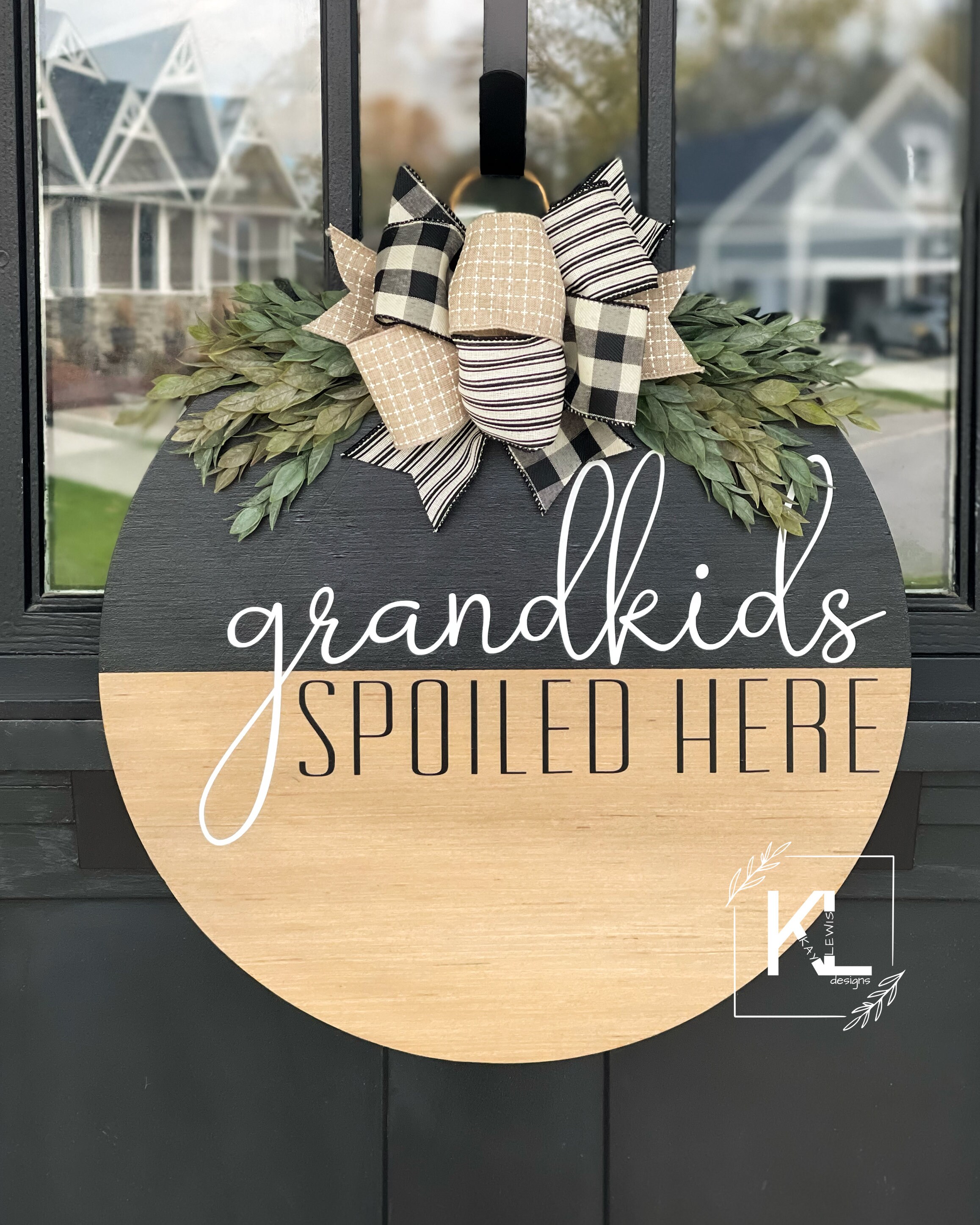Grandparents Front Door Sign | Front Door Wreath | Grandkids Spoiled ...