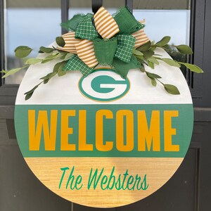 Green Bay Welcome Sign Front Door Decor Green Bay Packers Front Door ...