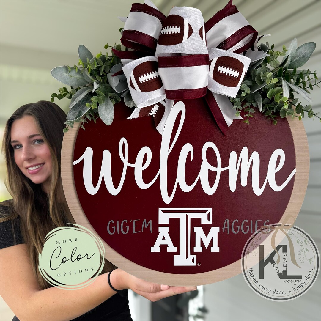 Texas A&M Front Door Decor | Aggies Sign | Texas Aggies Wreath ...
