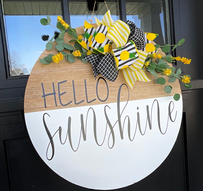 Hello Sunshine Door Hanger Pineapple Front Door Decor - Etsy