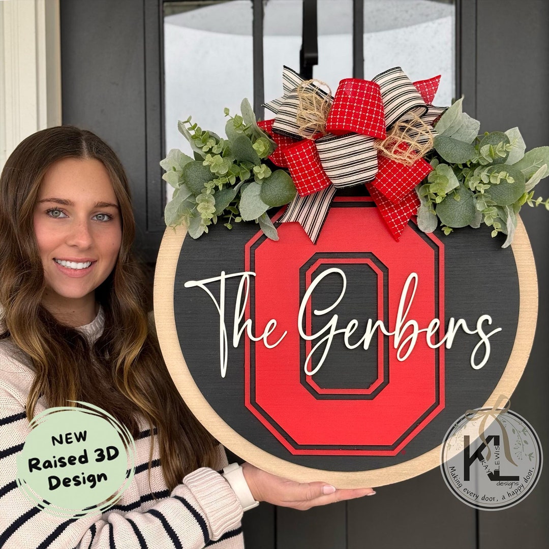 Ohio State Door Hanger | Ohio State Buckeyes | Ohio State Wreath ...