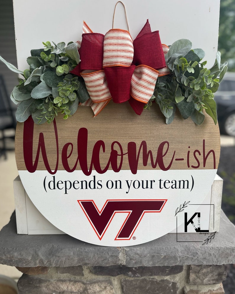 Front Door Decor | Virginia Tech Hokies Sign | Sports Sign | Football ...