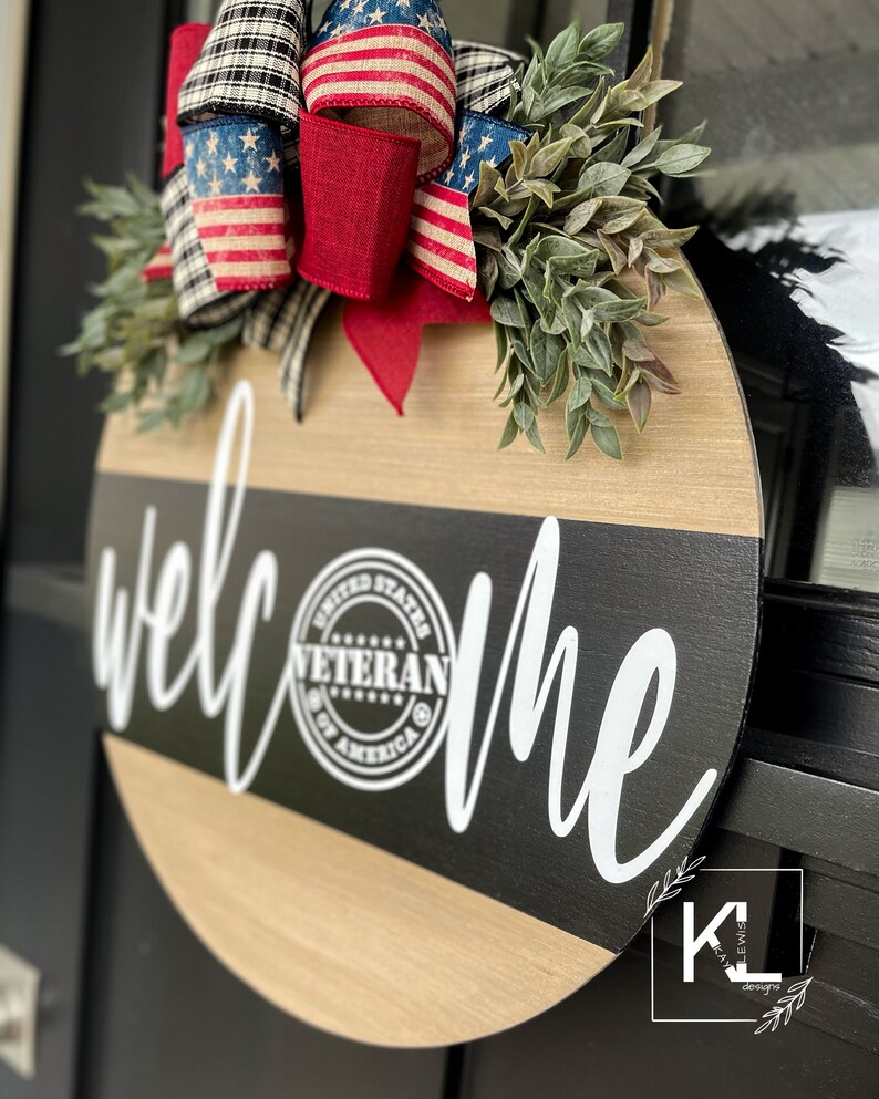 Veteran Door Hanger | Military Wreath | Army Sign | Patriotic Decor ...