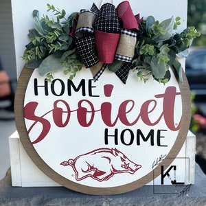 Arkansas Razorbacks Front Door Decor | Razorbacks Sign | UARK Wreath ...