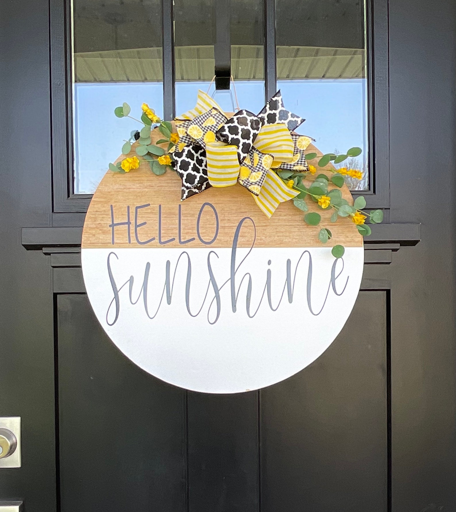Hello Sunshine Door Hanger Lemon Front Door Decor Lemon - Etsy