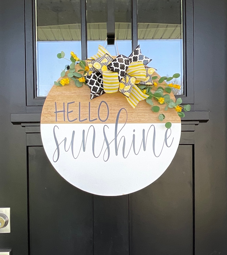 Hello Sunshine Door Hanger Lemon Front Door Decor Lemon - Etsy