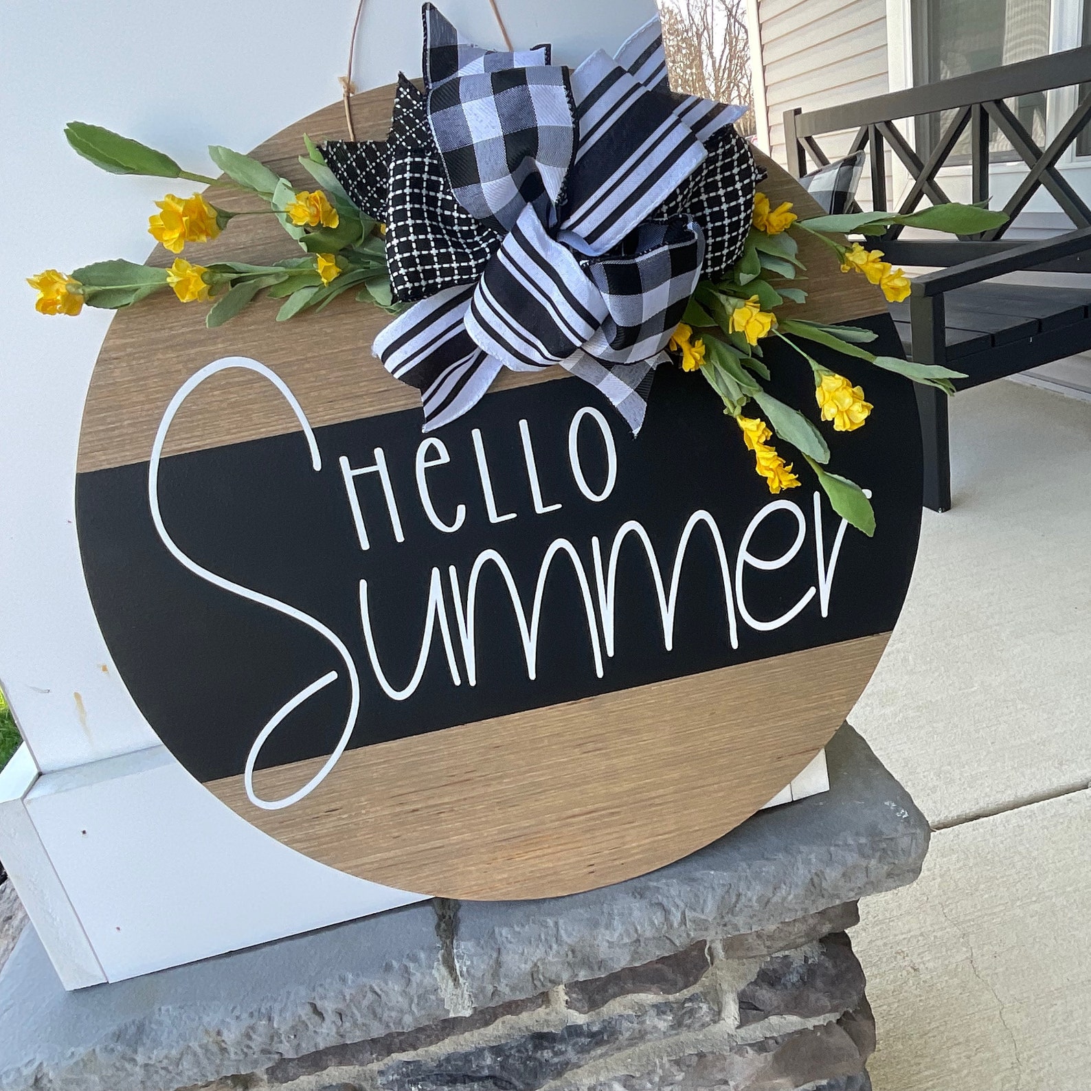 Hello Summer Door Hanger Lemon Front Door Decor Lemon Door - Etsy