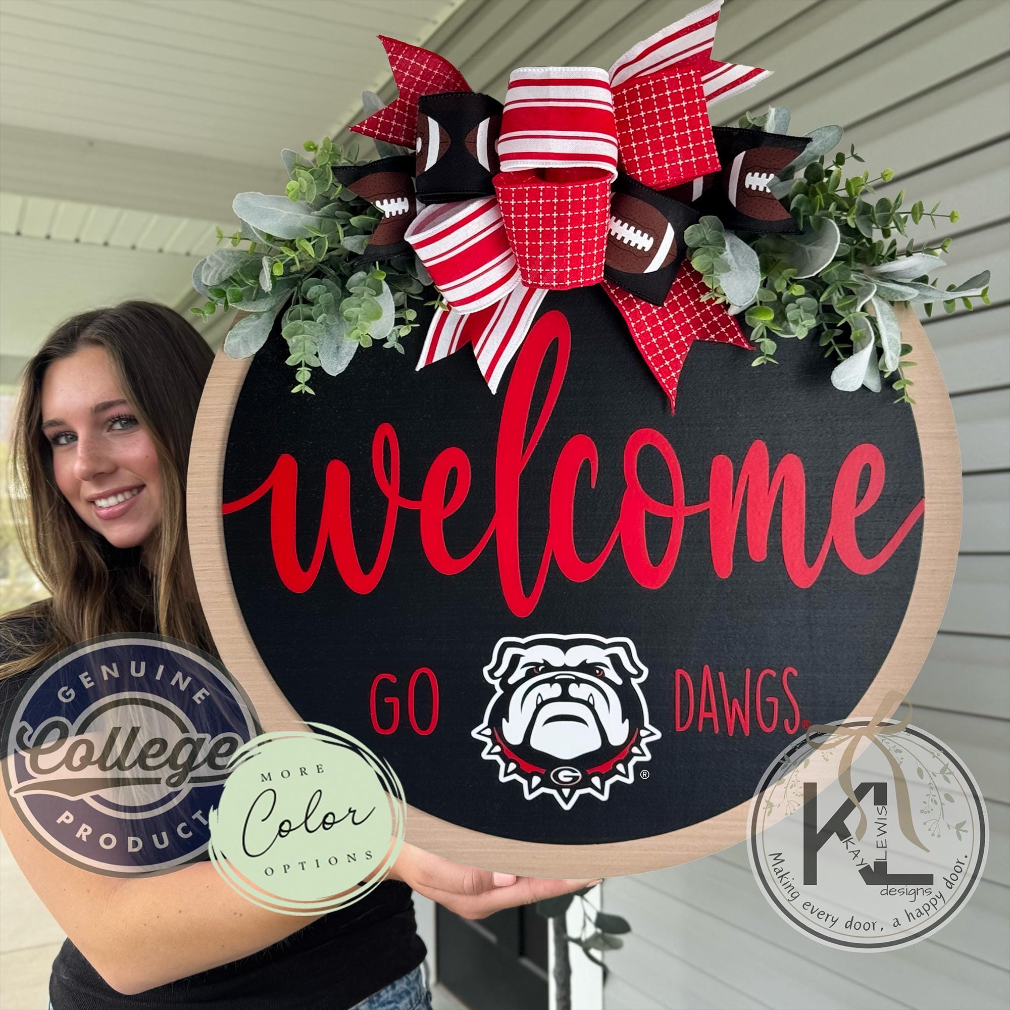 Georgia Door Wreath | Front Door Decor | UGA Door Hanger | Front Door ...