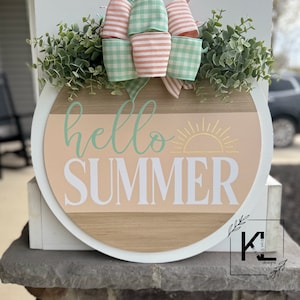Hello Summer Door Hanger | Front Door Decor | Summer Door Sign | Summer ...