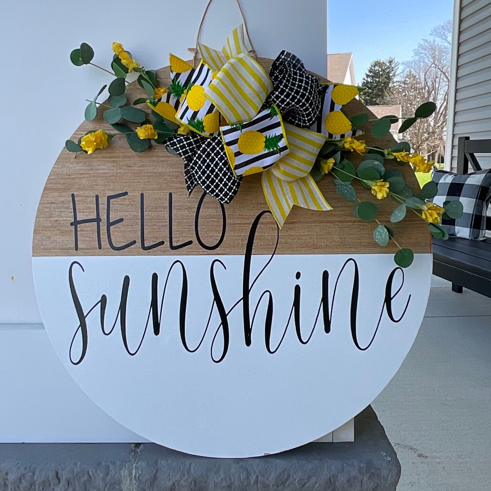Hello Sunshine Door Hanger Front Door Decor Welcome Door - Etsy