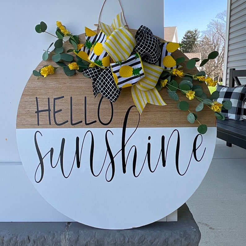 Hello Sunshine Door Hanger Front Door Decor Welcome Door - Etsy
