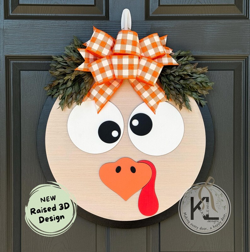 Thanksgiving Front Door Decor | Gobble | Turkey Front Door Wreath ...