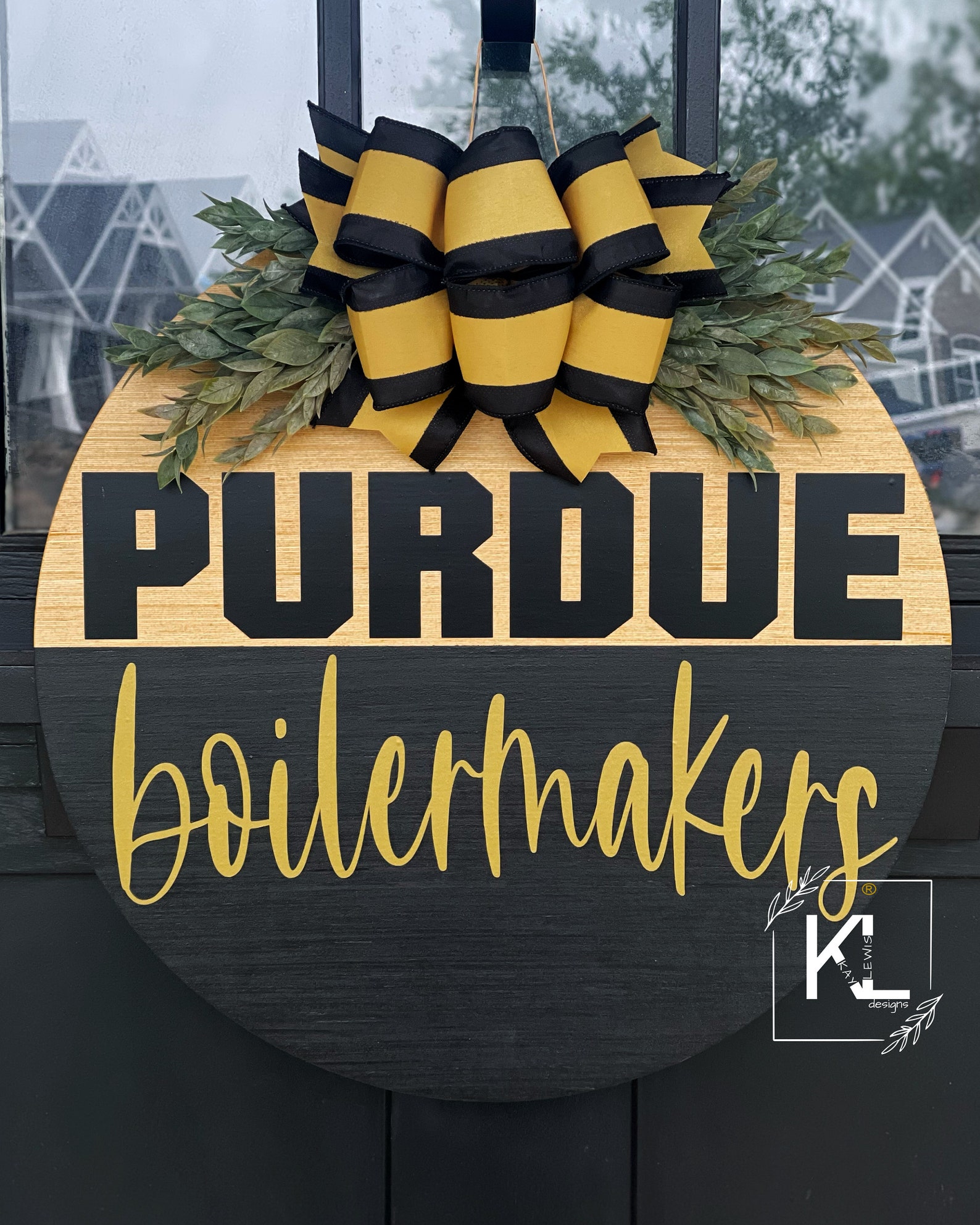 Purdue Front Door Decor | Boilermakers Sign | Purdue Wreath | Football ...