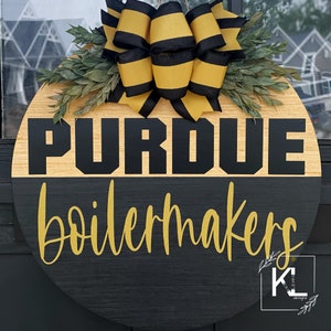 Purdue Front Door Decor | Boilermakers Sign | Purdue Wreath | Football ...