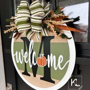Fall Front Door Decor | Last Name/initial | Fall Wreath | Fall Door ...