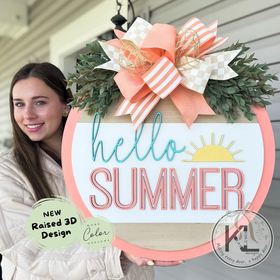 Hello Summer Door Hanger | Front Door Decor | Summer Door Sign | Summer ...