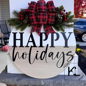 Happy Holidays Front Door Decor | Christmas Front Door Wreath | Holiday ...