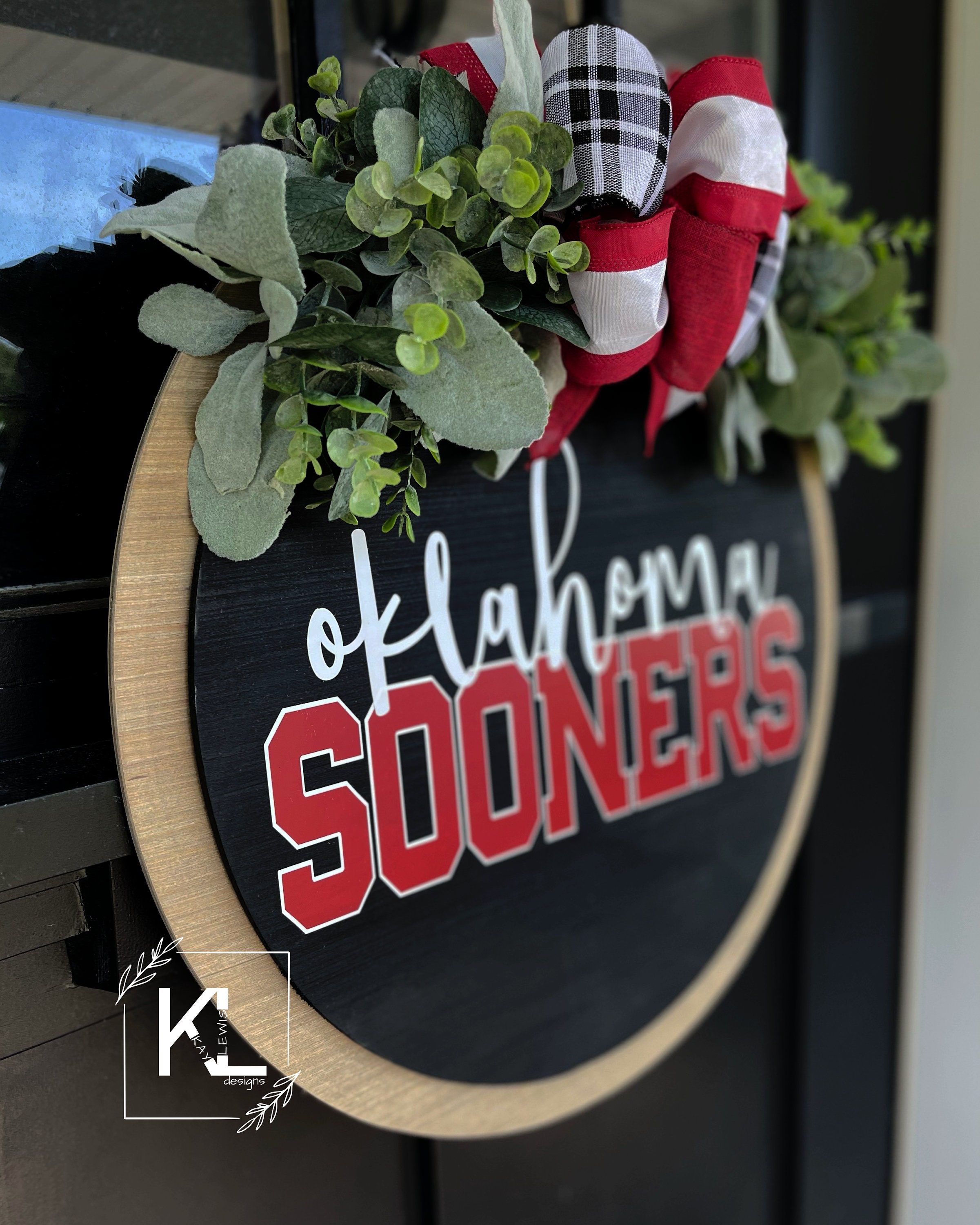 Oklahoma Sooners Front Door Decor | Boomer Sooner Sign | OU Wreath | OU ...